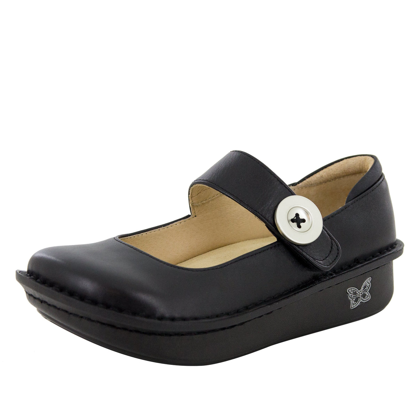 Paloma Black Leather Shoes | Alegria Australia